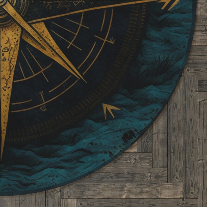 Nautic Style Compass Round Rug | Nautic Home Decor | Compass Circle Rug ...