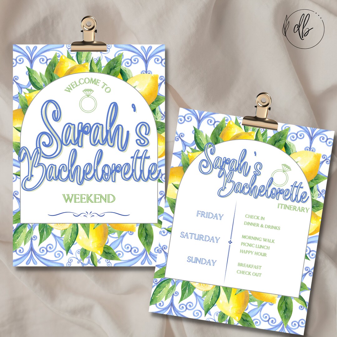Southern Lemons Bachelorette Party Invitation & Itinerary (digital ...