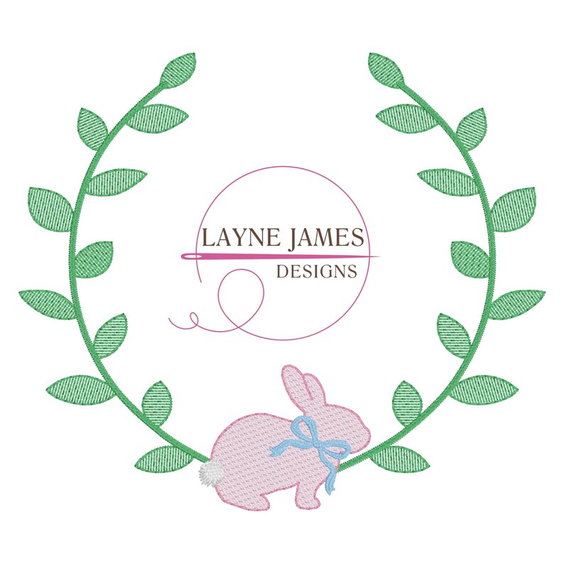 Laurel Wreath With Bunny SMALL SIZES 3in, 4in, 5in, 6in Sketch Fill ...