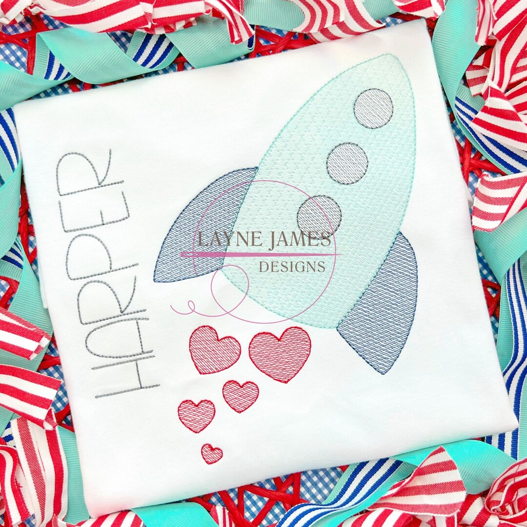 Valentine Rocket Ship Spaceship Hearts Sketch Simple Machine - Etsy