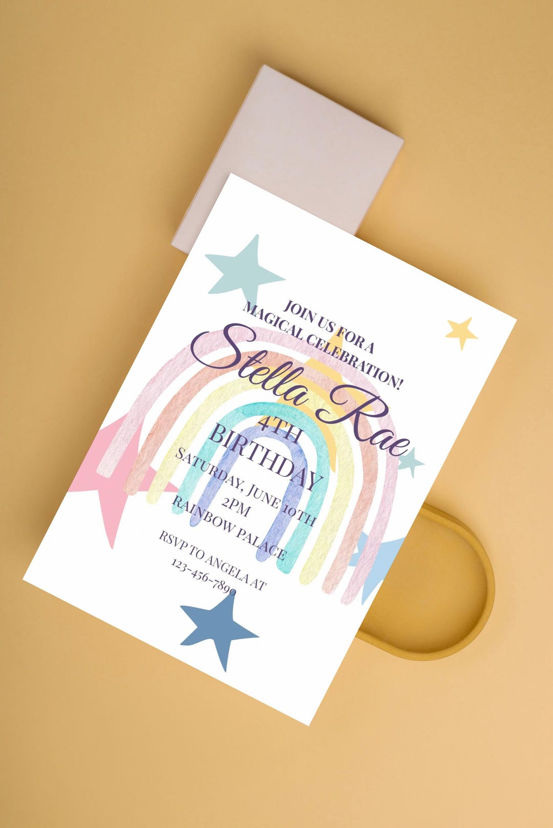 Editable Rainbow Birthday Invitation | Canva Template for Kids Party ...