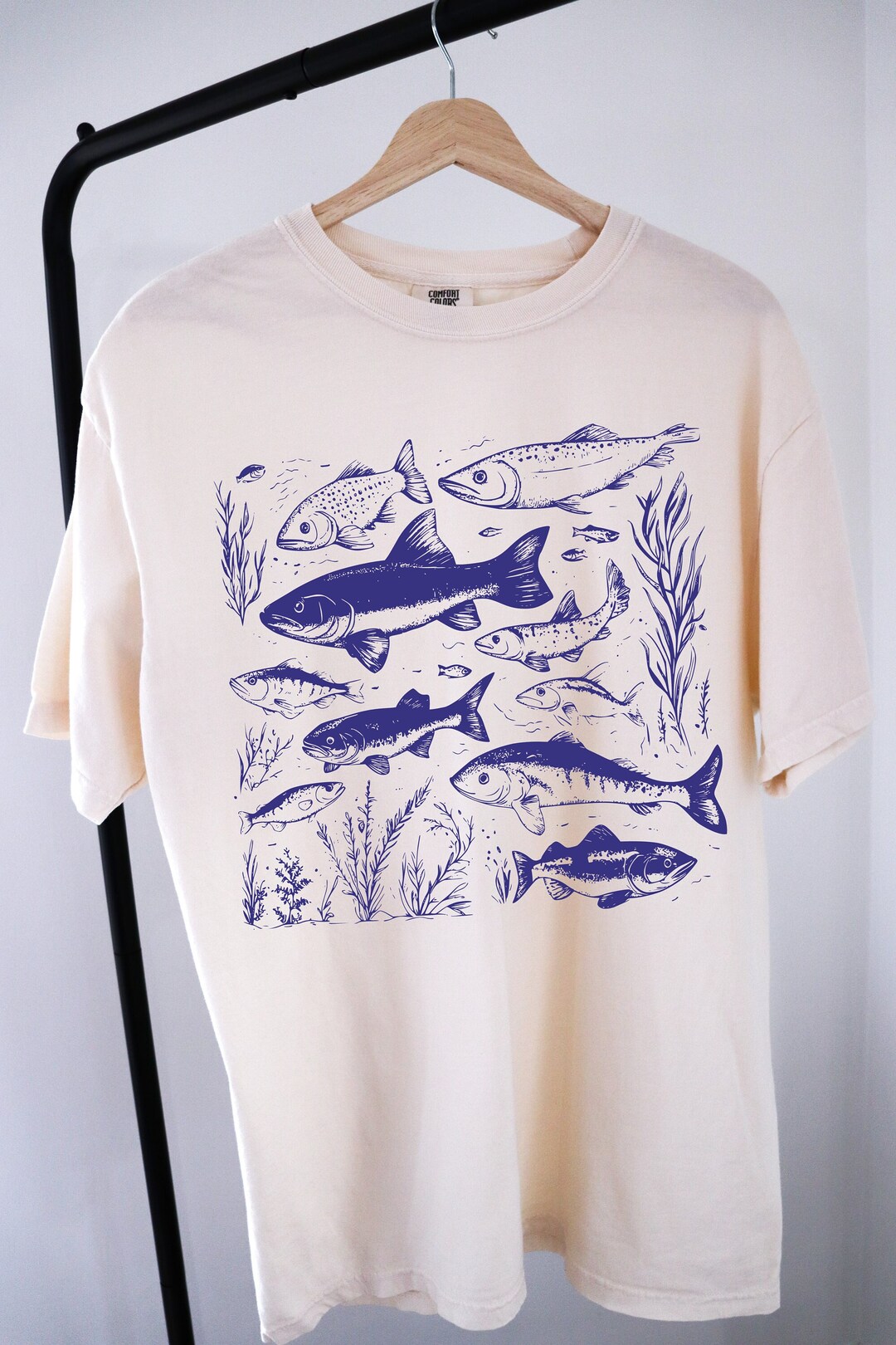Vintage 90s Tattoo Fish Shirt, Retro Fish Shirt, Fishing Tshirt, Fish ...