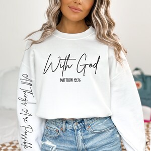 With God Sweater, Christian Sweatshirt, Religion Gift, Bible Verse ...