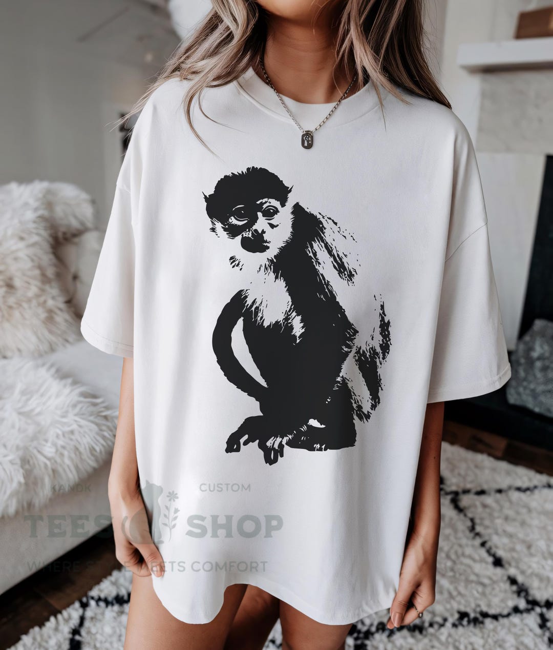 Cute Monkey Shirt, Y2K Monkey Tee, Wildlife Tshirt, Nature Lover Shirt ...