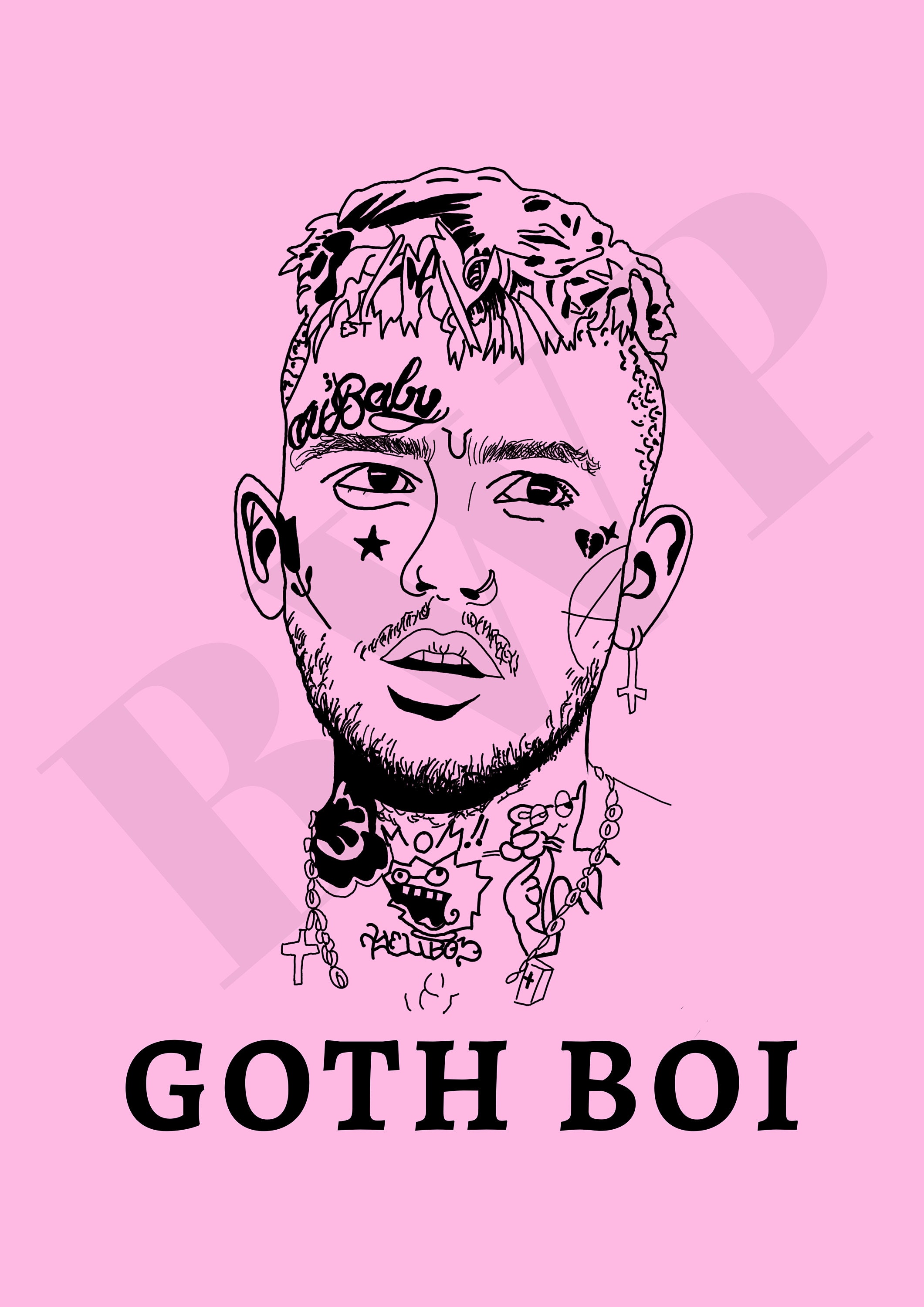 Lil Peep Digital Download Printable Art - Black Work Poets - Etsy