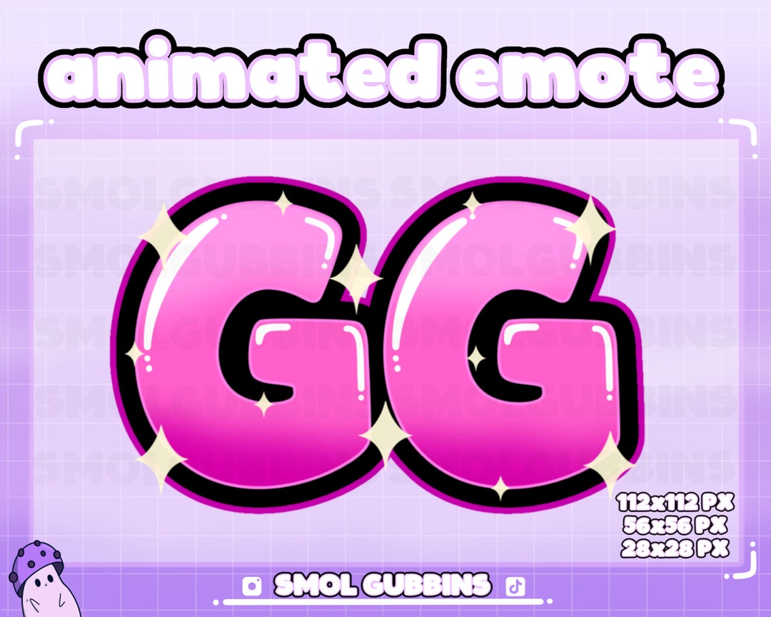 Animated Sparkly Pink GG Emote Twitch Discord Youtube Emote Word Emotes ...