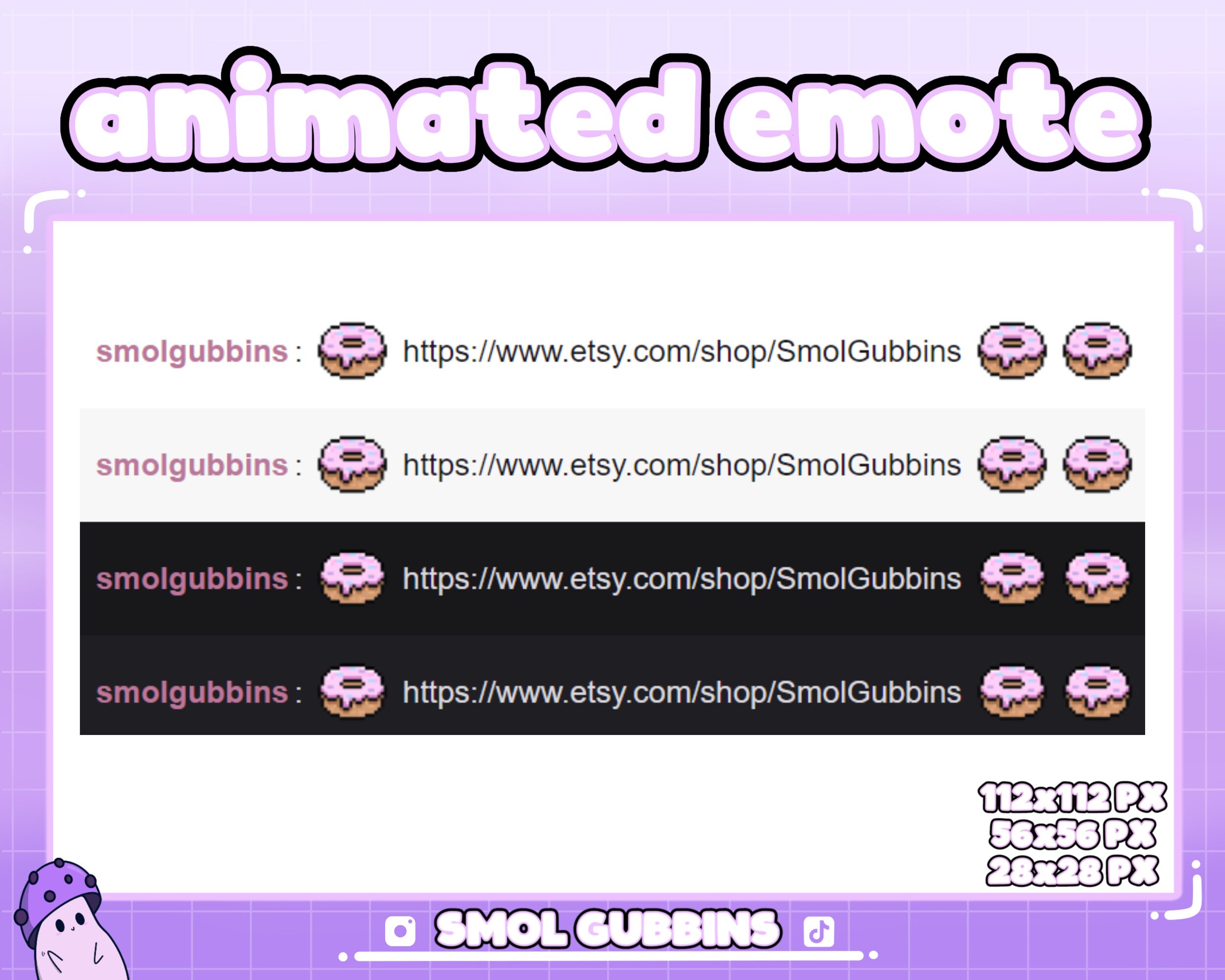 Animated Pixel Donut Emote- Pink, Purple, Pastel Pixel Donut - Twitch ...