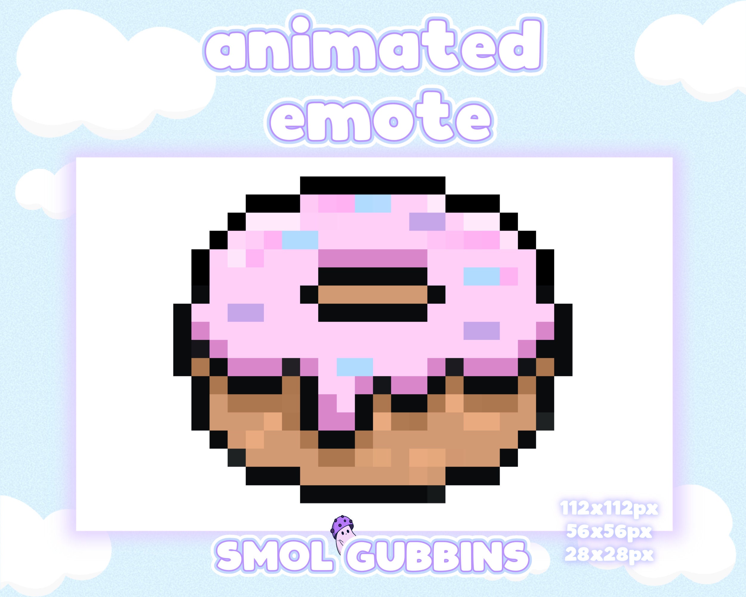 Animated Pixel Donut Emote- Pink, Purple, Pastel Pixel Donut - Twitch ...