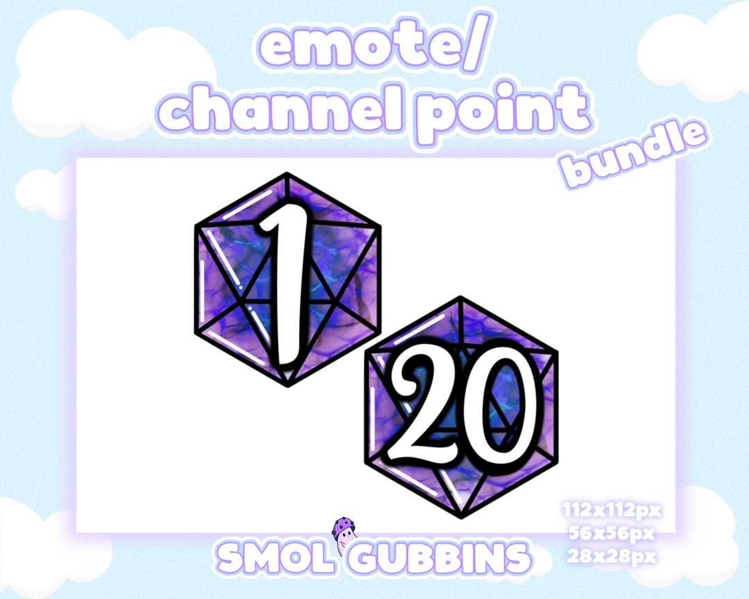 Purple RPG DND Dice Bundle, Nat20 Success/critical Fail Dice Emotes ...