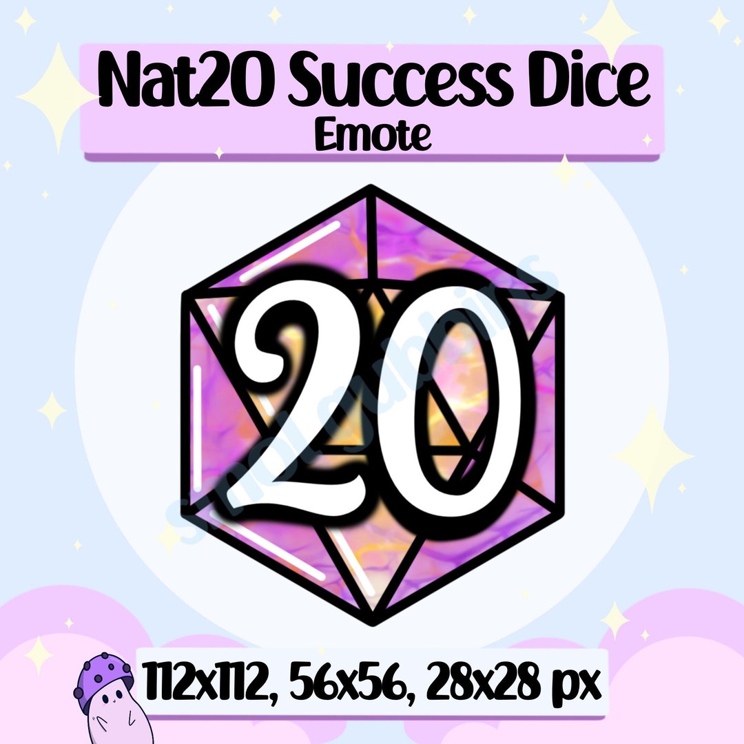 Pink Nat20 Success Dice RPG DND Emote/channel Point Twitch, Discord ...