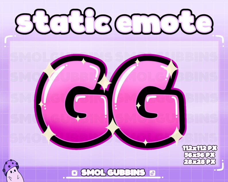 Animated Sparkly Pink GG Emote Twitch Discord Youtube Emote Word Emotes ...