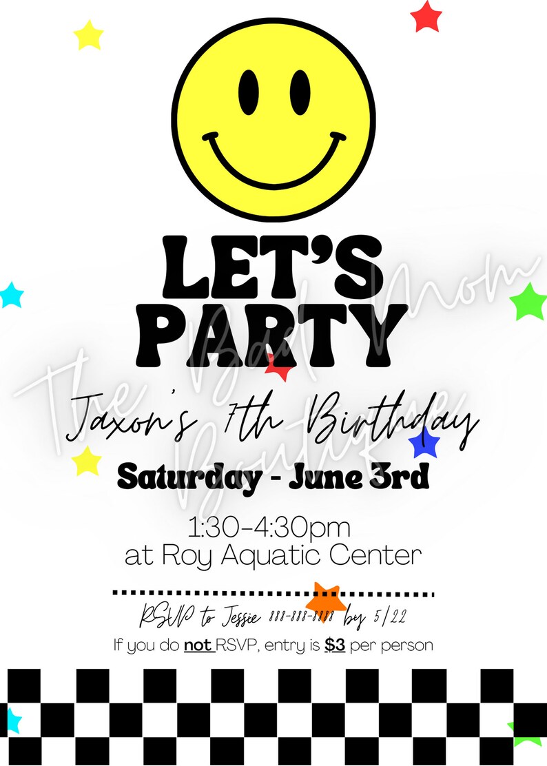 Smiley Birthday Invitation - Etsy Canada