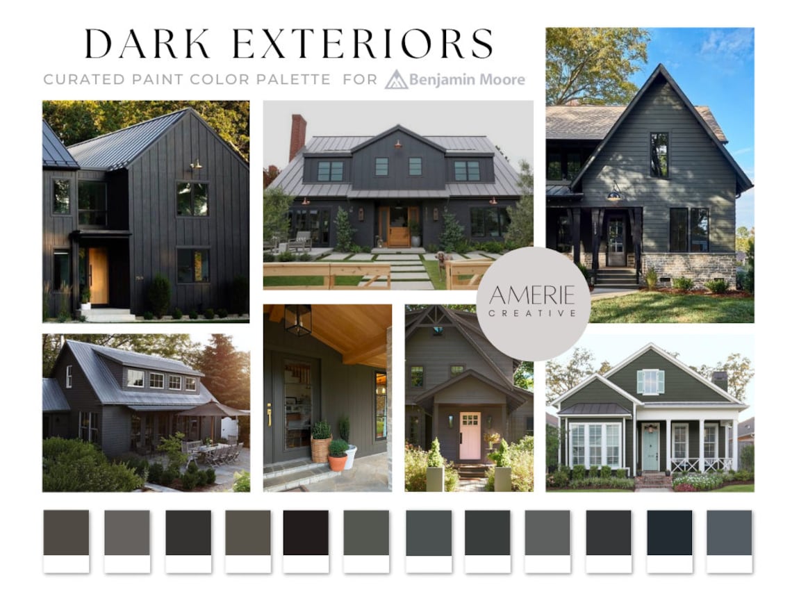 Dark Exterior Paint Color Palette Benjamin Moore Black Exterior Modern ...