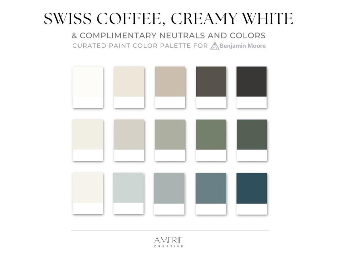 Swiss Coffee Creamy White Benjamin Moore Paint Palette Warm Neutral ...