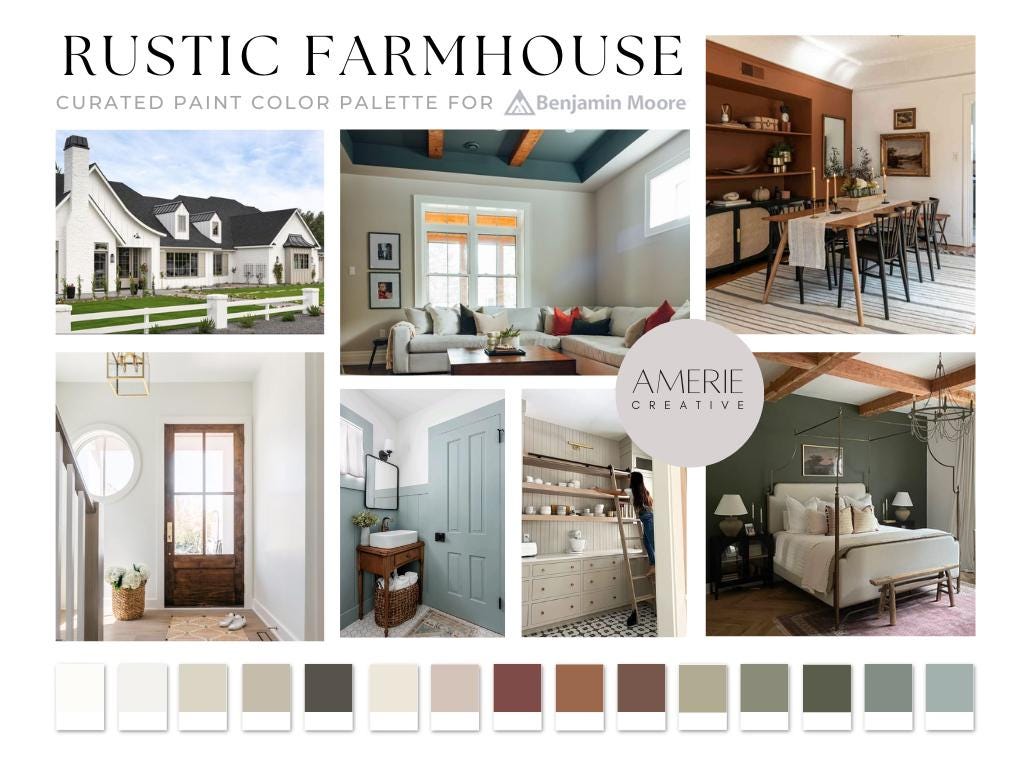 Rustic Farmhouse Country Home Color Palette Benjamin Moore Paint ...