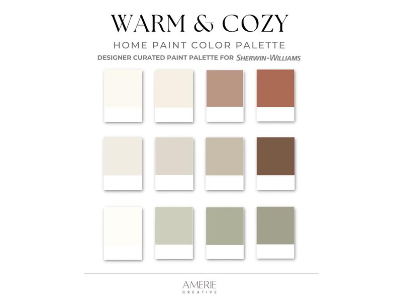 Warm Cozy Home Paint Color Palette Sherwin Williams Paint Palette Whole ...