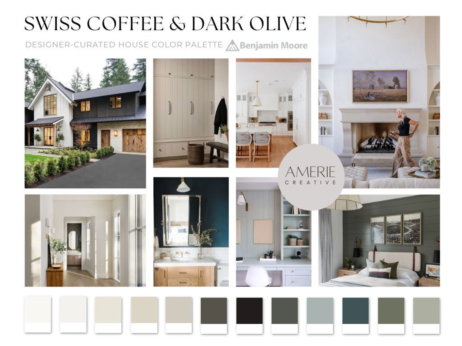 Dark Olive Benjamin Moore Paint Color Palette Hacienda House Paint ...
