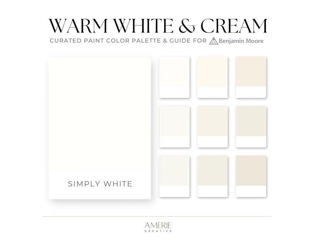 Warm White & Cream Paint Color Palette Benjamin Moore Simply - Etsy