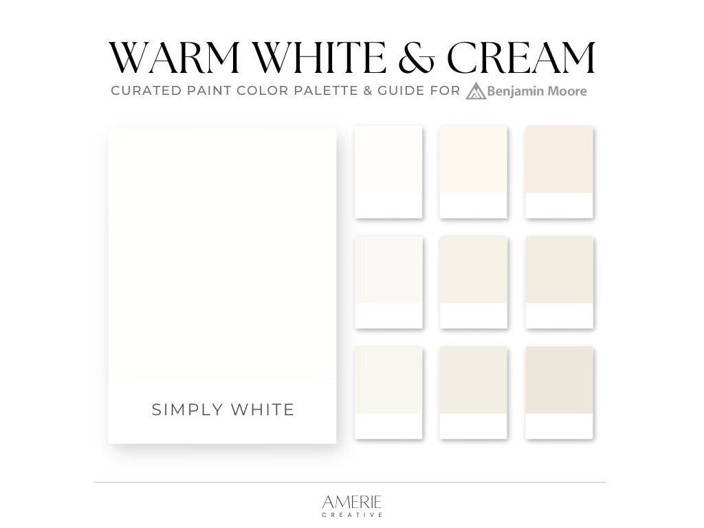 Warm White & Cream Paint Color Palette Benjamin Moore Simply - Etsy
