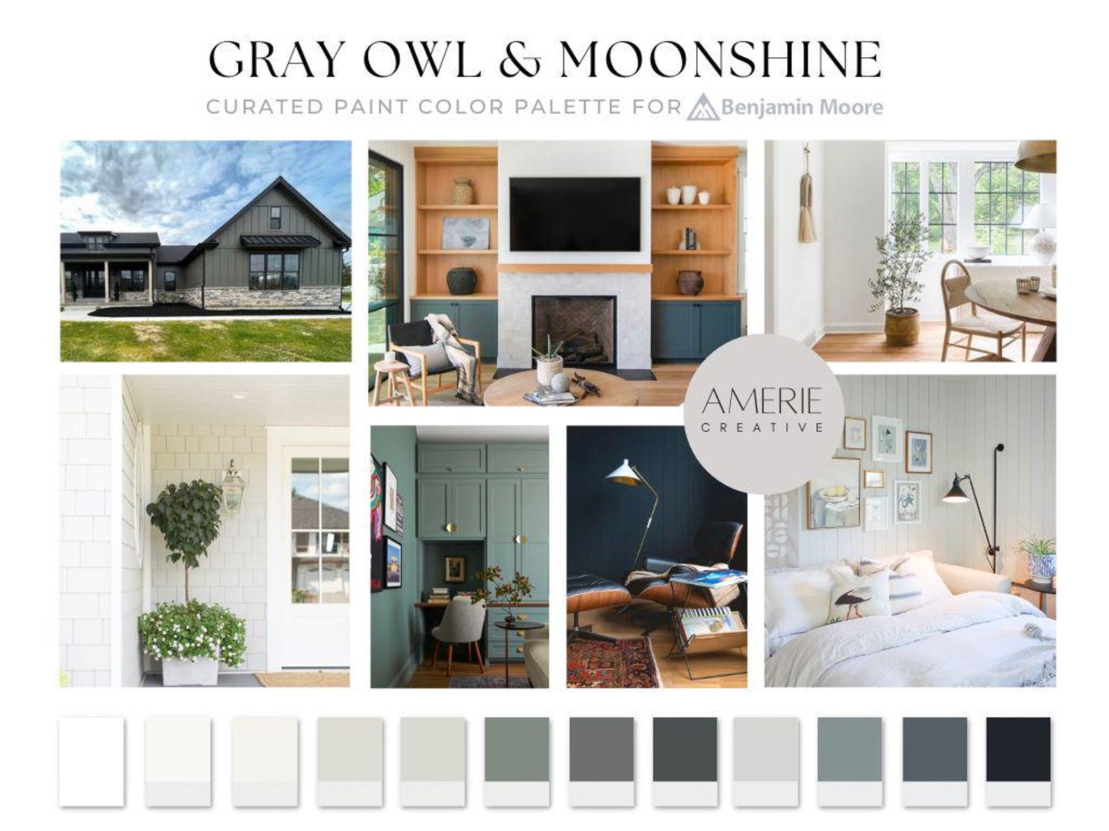 Moonshine Gray Owl Color Palette Benjamin Moore Paint Palette Modern ...