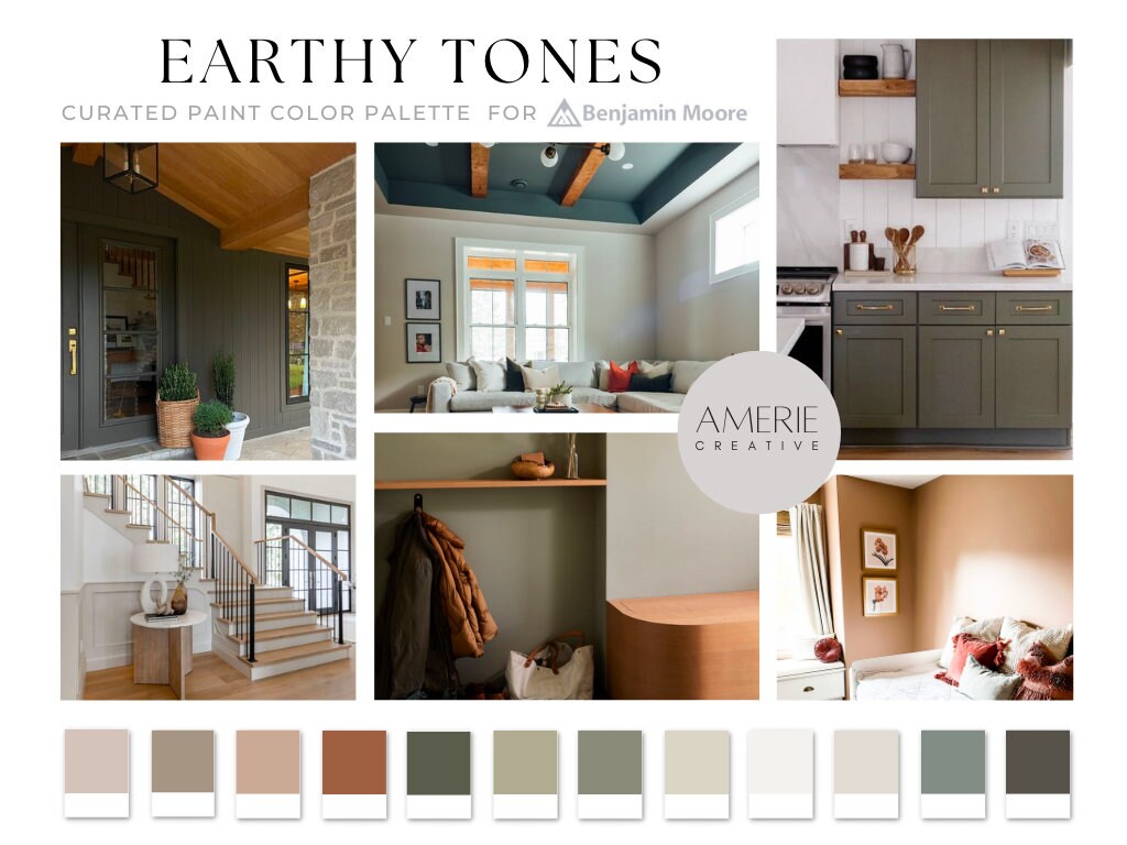 Earthy Paint Color Palette Benjamin Moore Warm Neutral off White, Gray ...