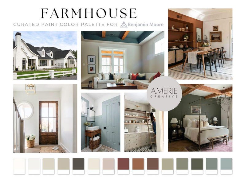 Farmhouse Color Palette Benjamin Moore Paint Palette Rustic Country ...