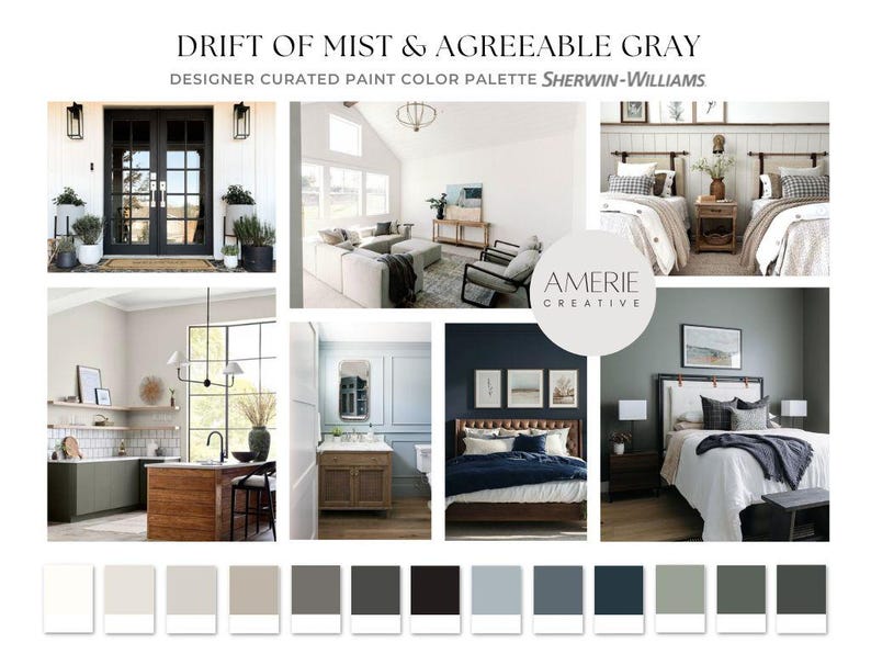 Agreeable Gray Drift of Mist Sherwin Williams Paint Color Palette Whole ...