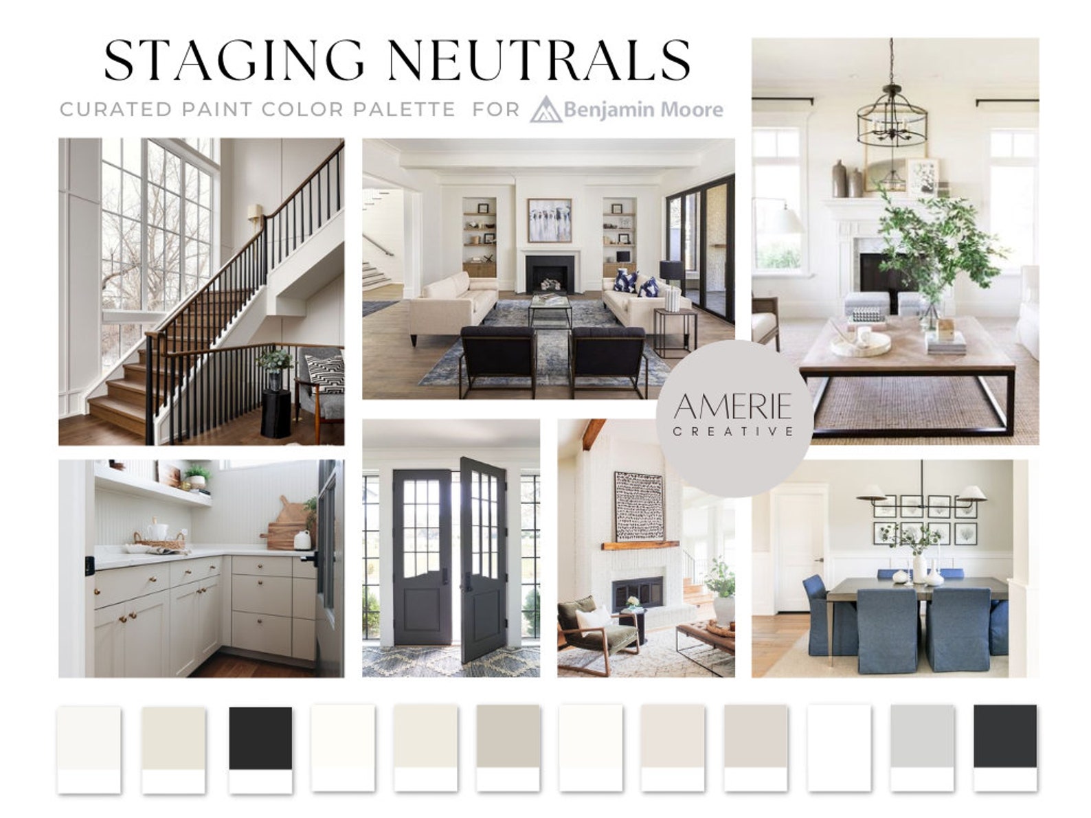 Staging Paint Color Benjamin Moore Paint Palette Whole House Neutral ...