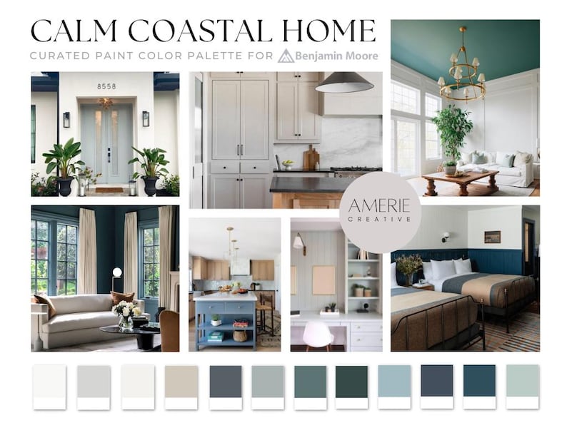 Calm Coastal Color Palette Benjamin Moore Paint Palette Cabin Lake ...