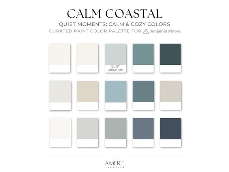 Calm Coastal Color Palette Benjamin Moore Paint Palette Cabin Lake ...