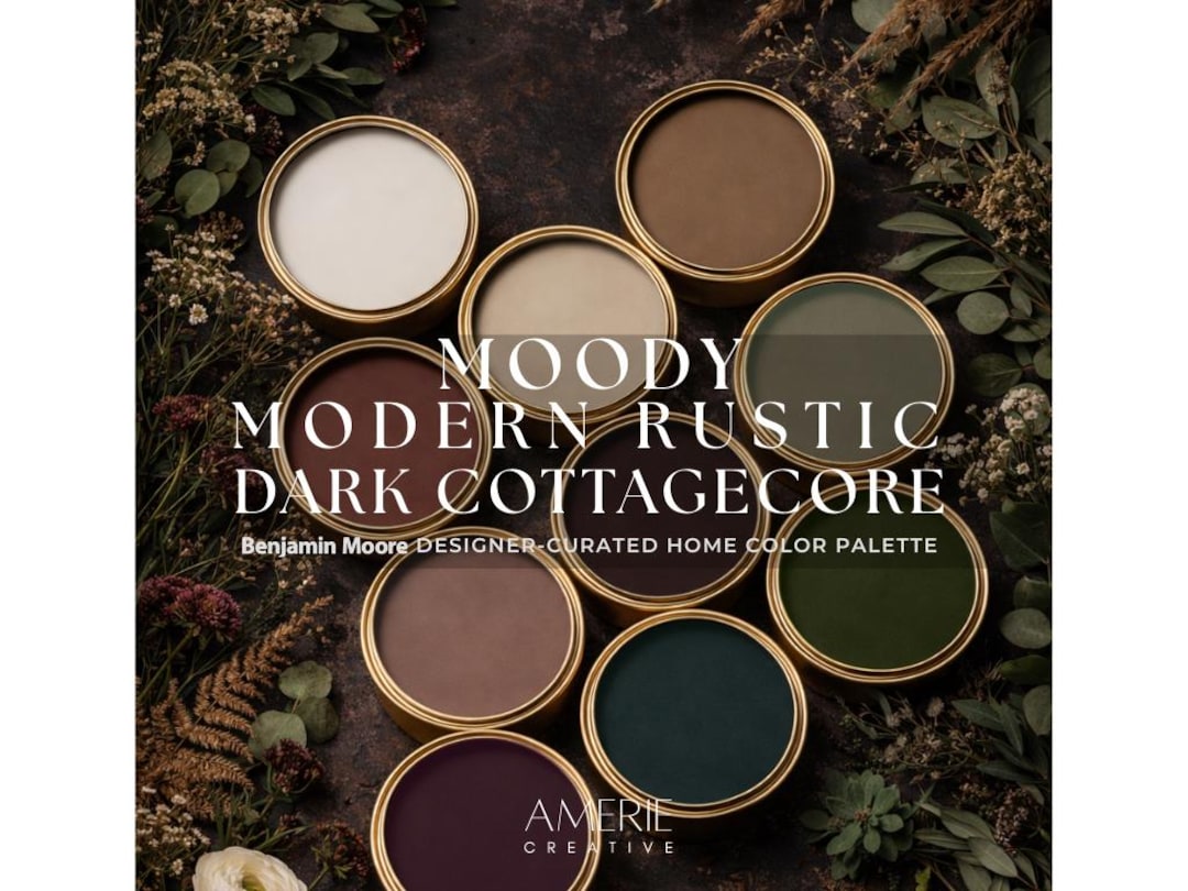 Moody Dark Cottagecore Modern Rustic Home Paint Color Palette Benjamin ...