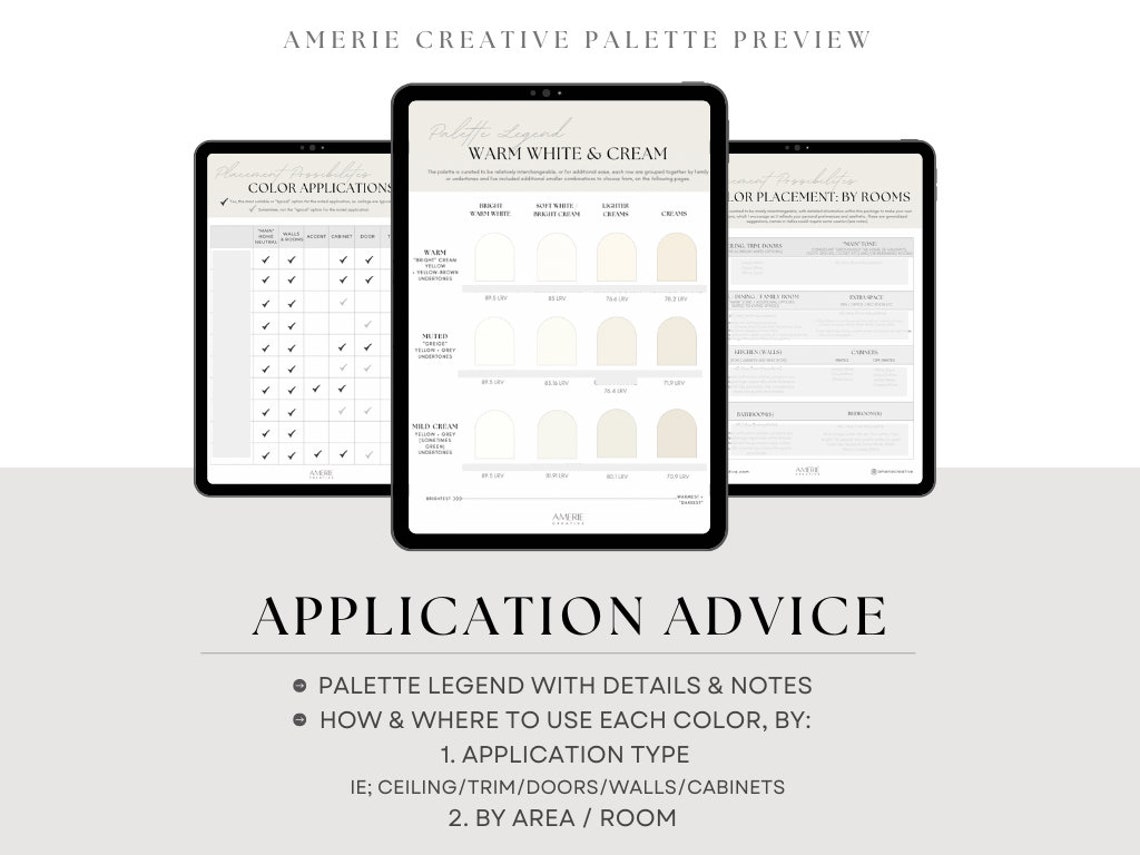Warm White & Cream Paint Color Palette Benjamin Moore Paint Palette ...