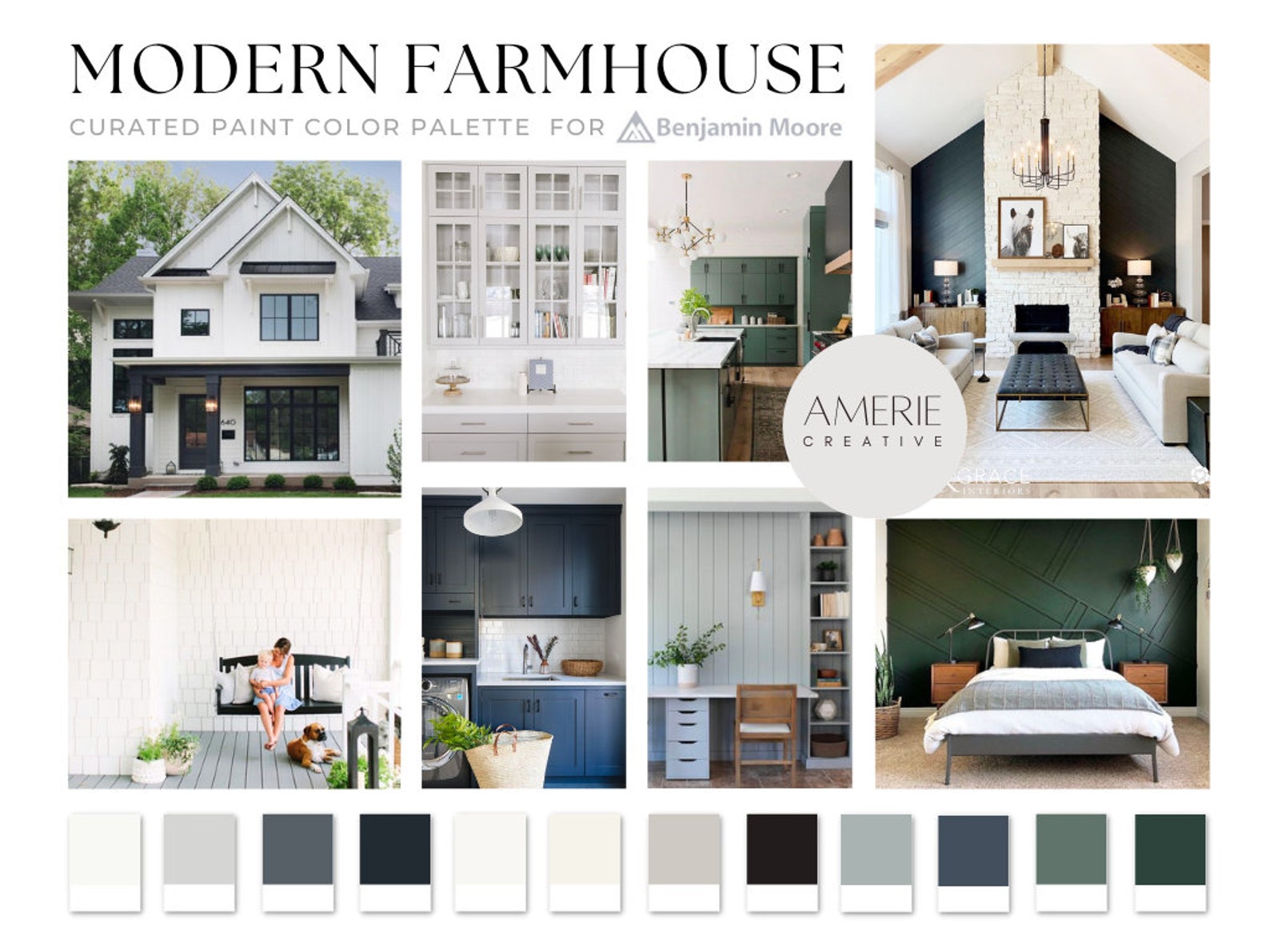 Modern Farmhouse Paint Color Palette Benjamin Moore Paint Palette ...