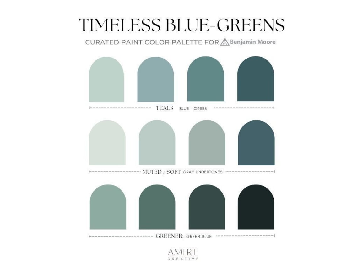 Timeless Blue Green Paint Color Palette Benjamin Moore Classic Teal ...
