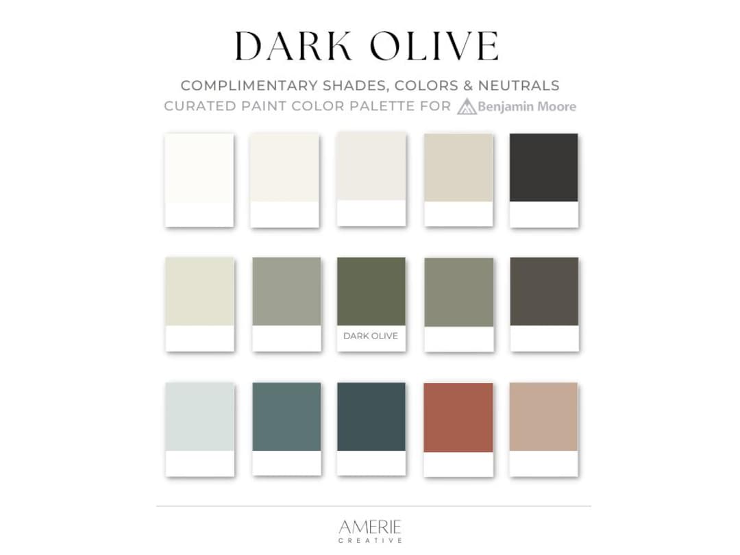 Dark Olive Benjamin Moore Paint Color Palette Hacienda House Paint ...
