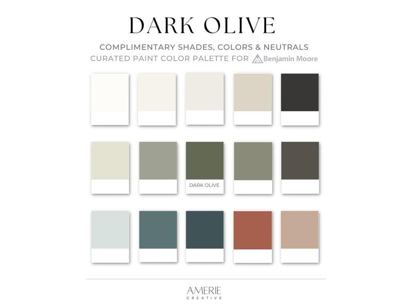 Dark Olive Benjamin Moore Paint Color Palette Hacienda House Paint ...