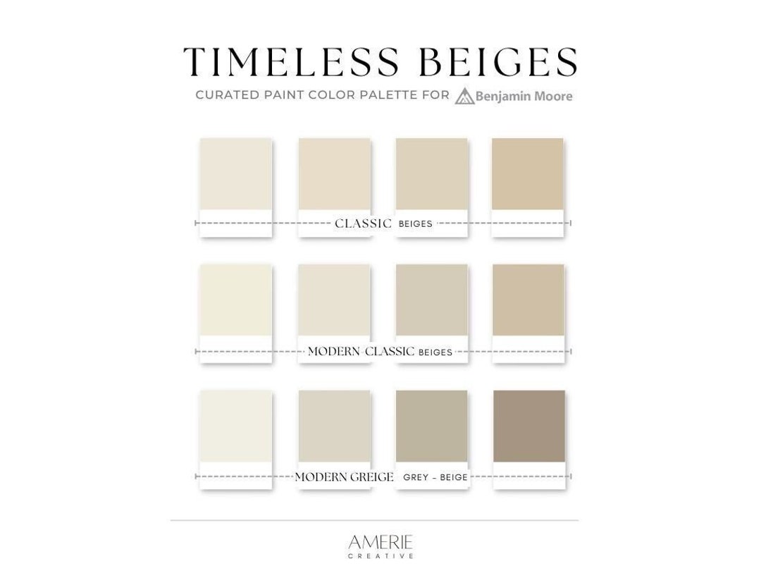 Beige Paint Color Palette Benjamin Moore Cozy Neutral, Classic Beige ...