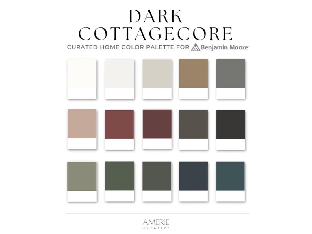 Dark Cottagecore Paint Color Palette Benjamin Moore Paint Palette ...