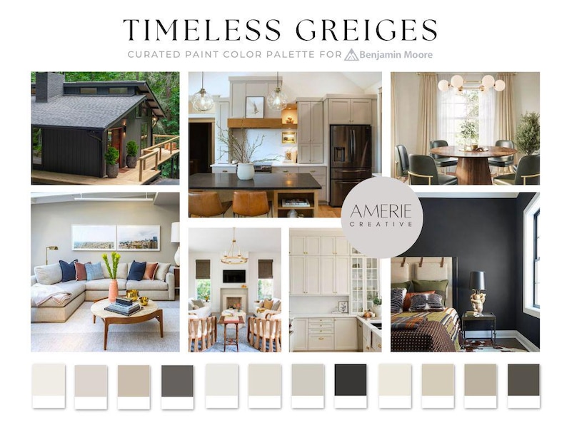 Greige Benjamin Moore Paint Color Palette | Whole House Paint Color ...