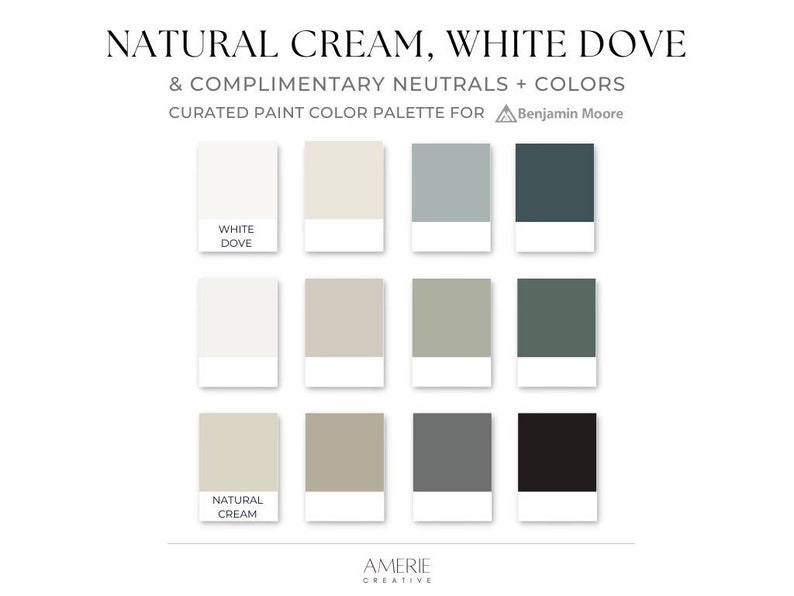 Natural Cream & White Dove Benjamin Moore Paint Color Palette Warm ...