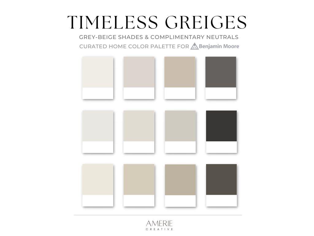 Greige Benjamin Moore Paint Color Palette House Paint Color Scheme Home ...