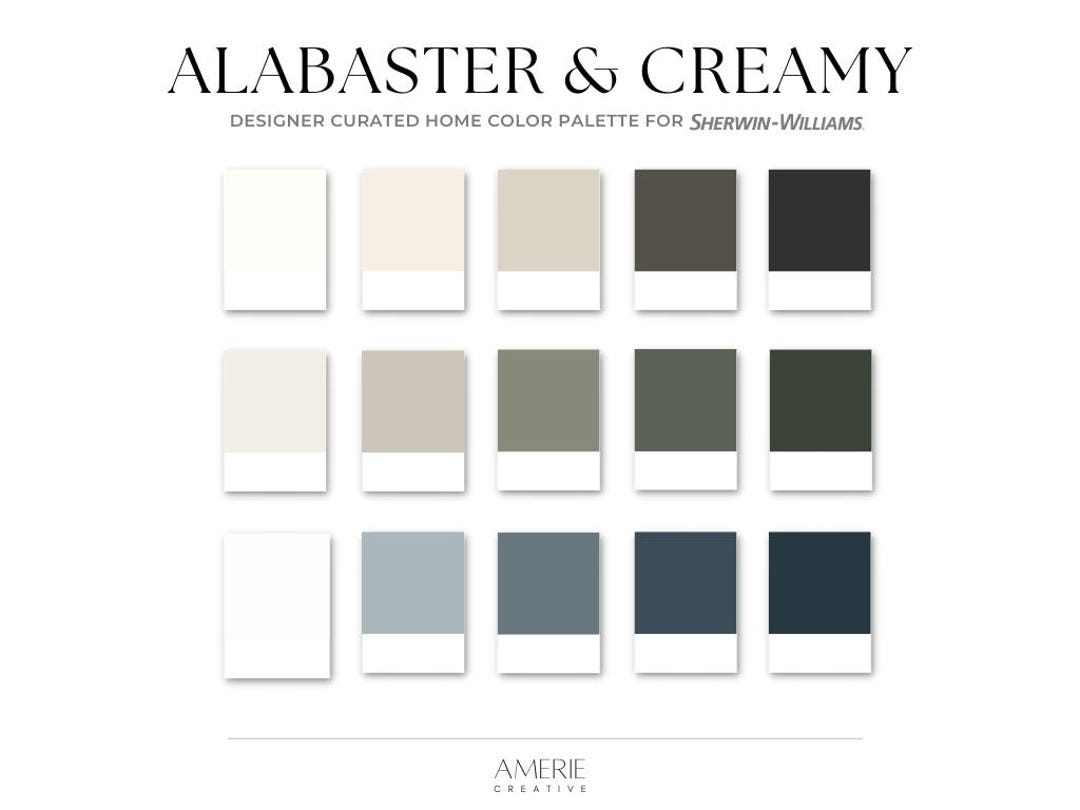Alabaster Sherwin Williams Creamy Paint Color Palette Warm White House ...