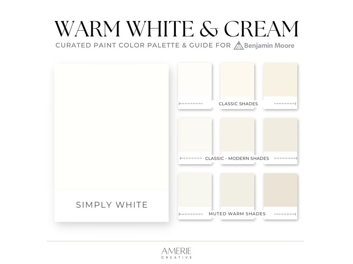Warm White & Cream Paint Color Palette Benjamin Moore Paint Palette ...
