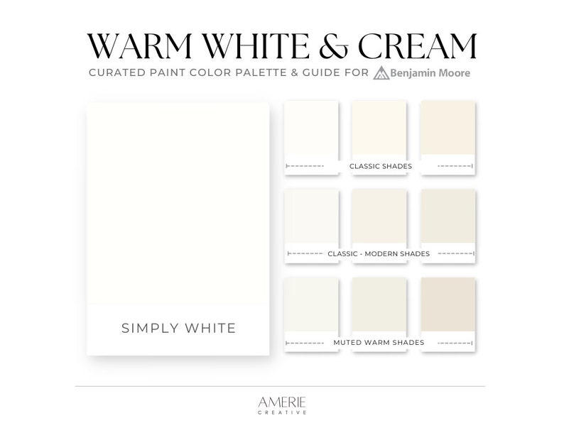 Warm White & Cream Paint Color Palette Benjamin Moore Paint Palette ...