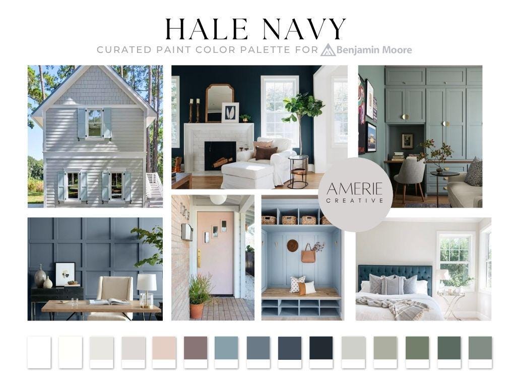 Hale Navy Paint Palette Benjamin Moore Paint Color Palette Lakehouse ...