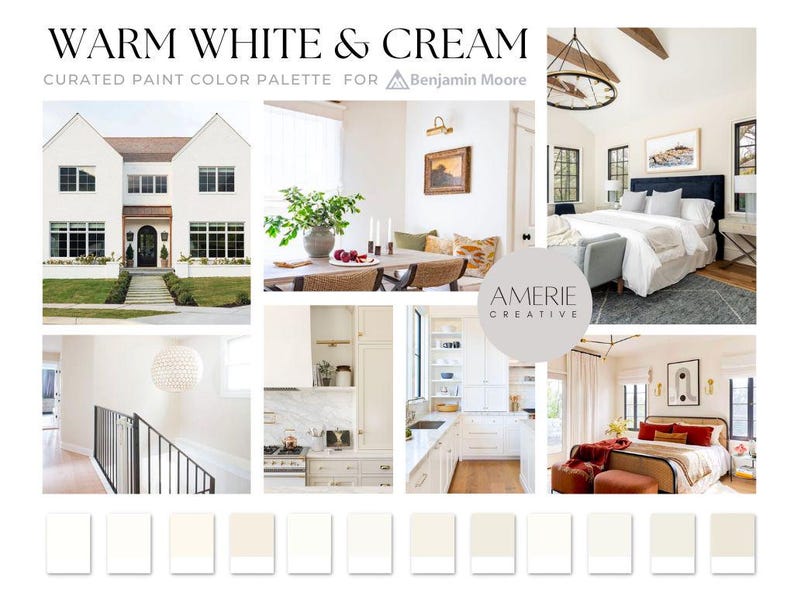 Warm White & Cream Paint Color Palette Benjamin Moore Paint Palette ...
