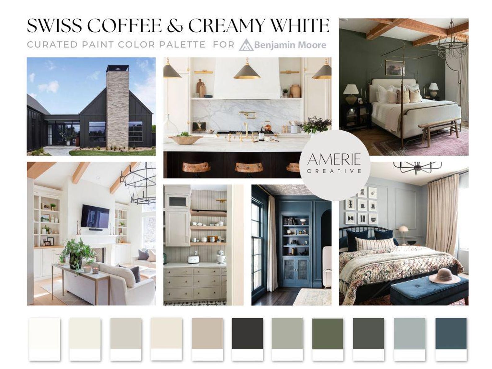 Swiss Coffee Benjamin Moore Creamy White Paint Color Palette | Whole ...