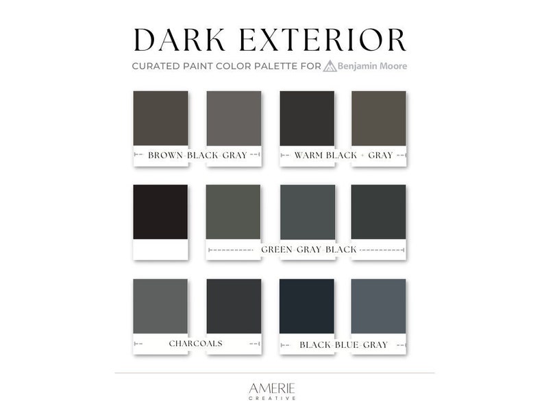 Dark Exterior Paint Color Palette Benjamin Moore Black Exterior Modern ...