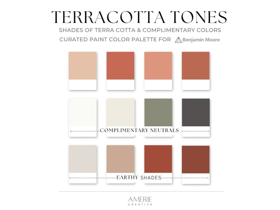 Terra Cotta Rust Paint Color Palette Benjamin Moore Earthy - Etsy