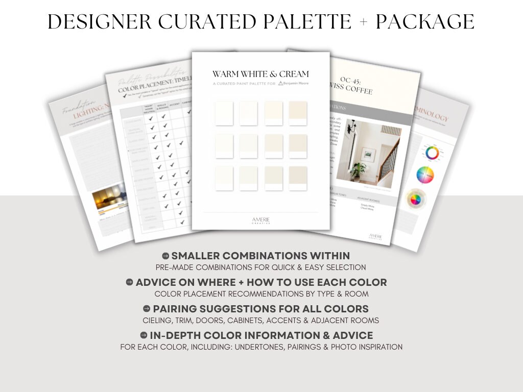 Warm White & Cream Paint Color Palette Benjamin Moore Simply - Etsy